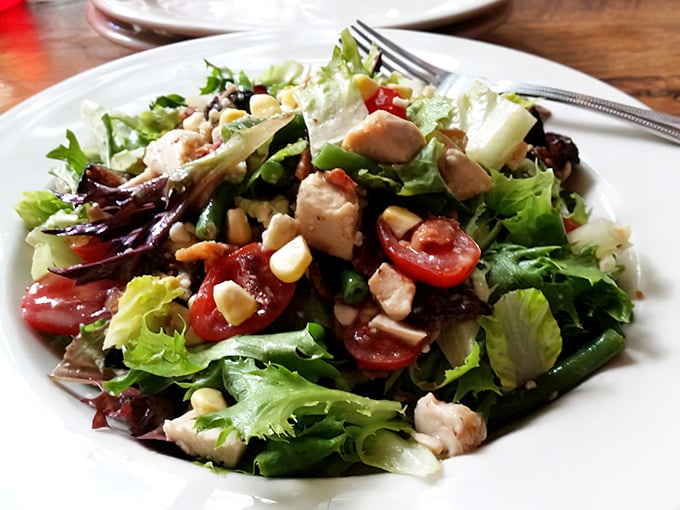 Even the salads at The Eagle mean business—loaded with fresh ingredients and enough substance to hold their own against the legendary fried chicken.