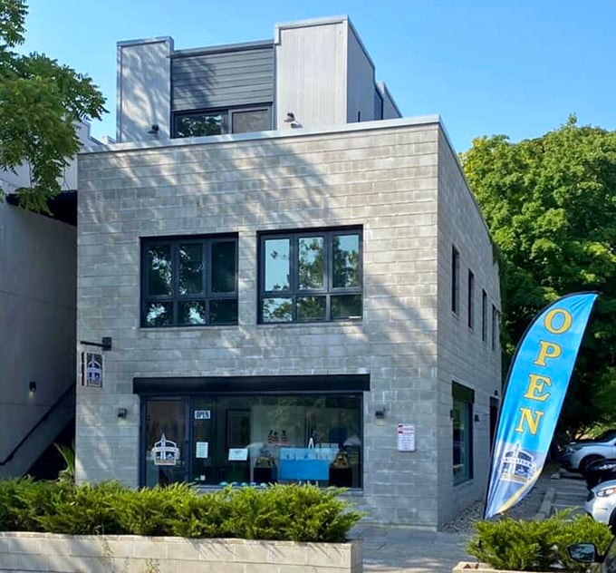 Modern architecture meets artistic soul in a building that perfectly captures Saugatuck's creative spirit.