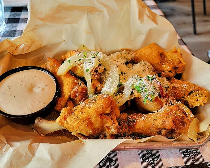 Wings that have clearly been to finishing school in Sicily. Crispy, saucy, and dressed better than most people at dinner.