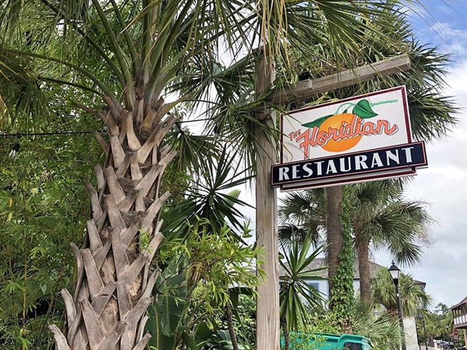 The Floridian's sign promises exactly what it delivers: a taste of Florida that goes far beyond the theme park versions you've known before.