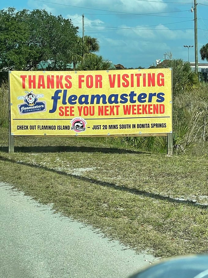 The farewell sign that feels more like "see you later." Like any good host, Fleamasters knows how to say goodbye while inviting you back.