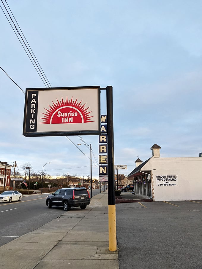 The roadside sign promises what lies within – unpretentious comfort food that's been satisfying Ohioans through changing times.