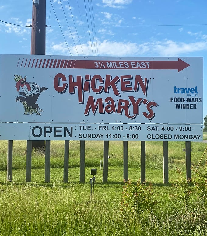 The roadside billboard proudly announces "Food Wars Winner"—a battle trophy in the delicious chicken rivalry of southeastern Kansas.