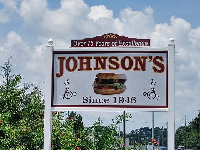 The updated sign proclaims "Over 75 Years of Excellence," proving that when you do one thing exceptionally well, longevity follows naturally.