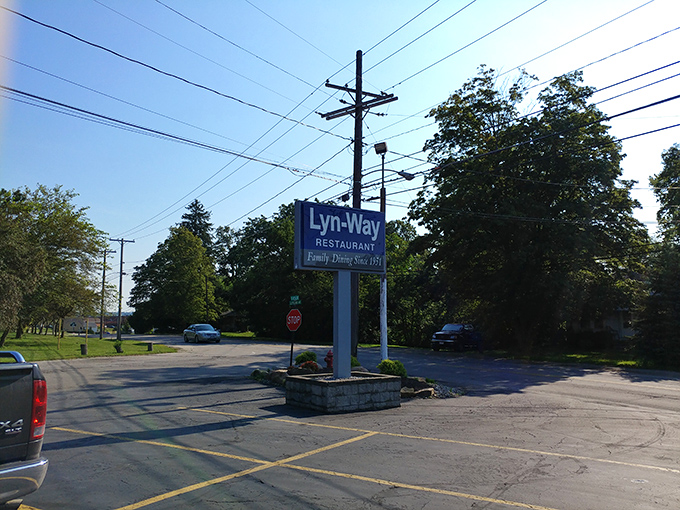 The roadside sign that locals use as a beacon of hope when hunger strikes. "Family Dining Since 19—" means they've had plenty of time to perfect those recipes.