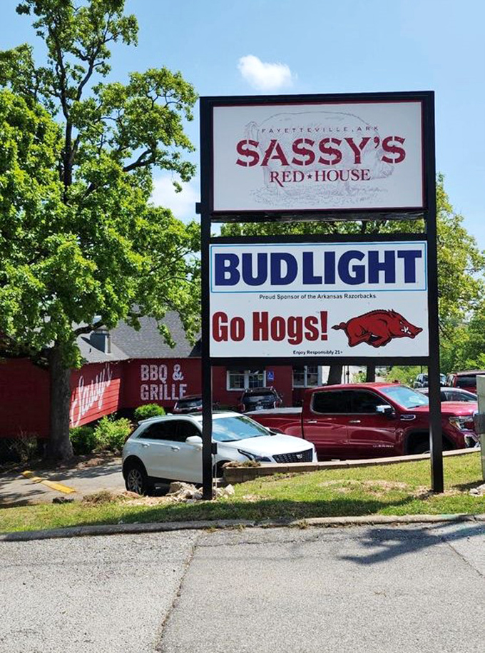 That sign doesn't just mark a location—it's a landmark for hungry travelers and a proud declaration of Fayetteville's barbecue credentials.