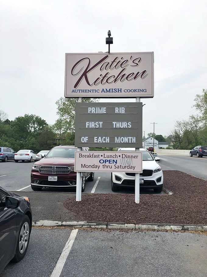 The sign says "Authentic Amish Cooking" – and unlike most roadside promises in tourist areas, this one delivers with honest-to-goodness traditional flavor.