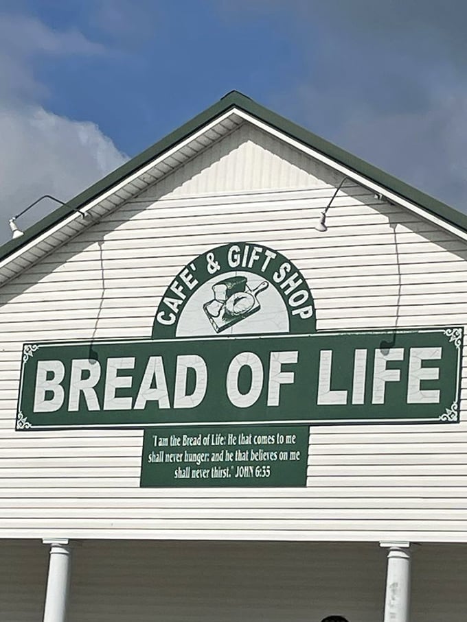 The sign says it all—Bread of Life Café & Gift Shop isn't just feeding stomachs; it's nourishing something deeper in Liberty, Kentucky.