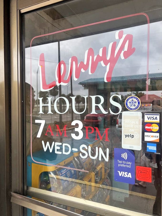 Hours posted on the door – a gentle reminder that even breakfast paradise has its limits, but 7AM-3PM covers most hunger emergencies.