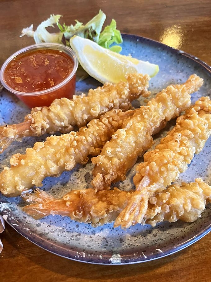 Tempura shrimp that delivers the perfect crunch-to-juicy ratio – that dipping sauce is about to experience the seafood equivalent of a perfect dance partner.