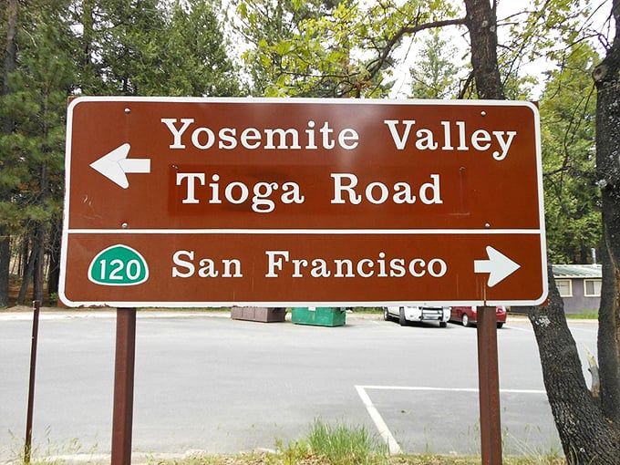 The ultimate fork in the road. When one direction leads to Yosemite Valley and the other to San Francisco, there are no wrong turns—only adventures.
