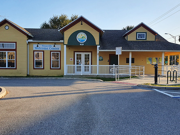 The Welcome Center greets newcomers with yellow charm and the promise that affordable living doesn't mean settling for less.