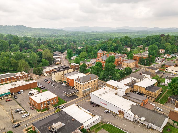From above, Fayetteville reveals itself as a perfect patchwork of small-town life, nestled in an endless sea of Appalachian green.