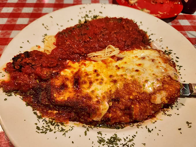 Veal Parmigiana that doesn't need a fancy Italian accent—just a fork, a healthy appetite, and a moment of silence.