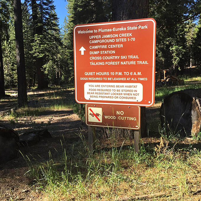 The welcome sign that politely reminds you this is bear country—their Airbnb rating depends on guests properly storing food.