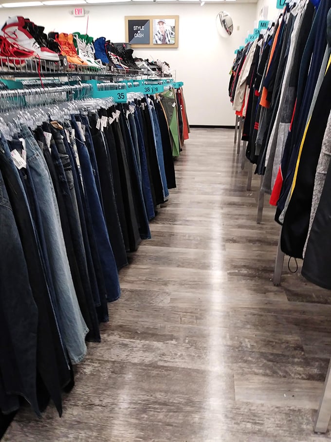 Denim alley – where finding your perfect pair becomes a spiritual experience in the church of sustainable fashion.