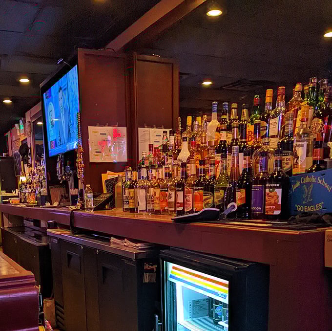 A bar stocked for every celebration, from "I survived Monday" to "It's Friday!" The perfect place to wash down that barbecue with your beverage of choice.