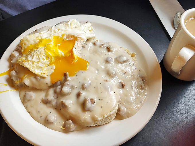 Biscuits and gravy that could convert a health food fanatic—resistance is futile here.