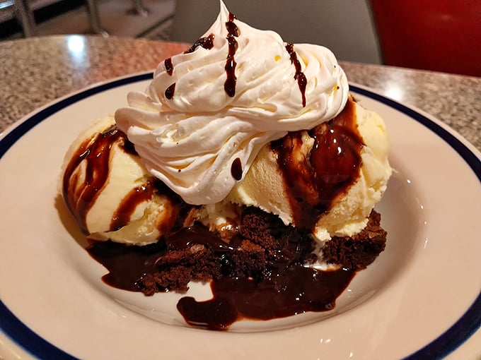 The dessert that makes diets disappear. This brownie sundae creates momentary amnesia about all nutritional concerns—and it's worth it.