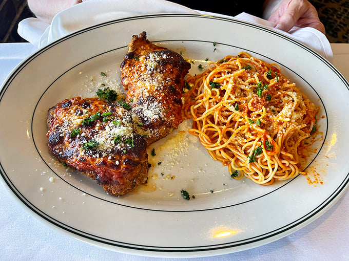 When chicken Parmesan meets pasta, it's not just dinner—it's proof that some relationships are meant to last forever. That cheese pull deserves a slow-motion video.