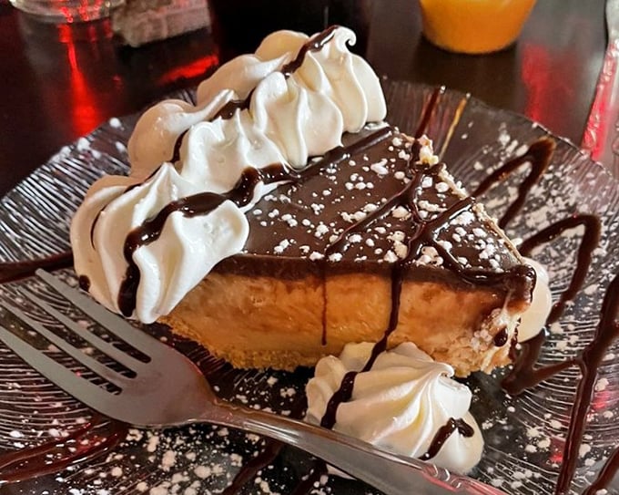 Chocolate peanut butter pie that makes you want to call your childhood self and say, "Hang in there, kid—it gets so much better."