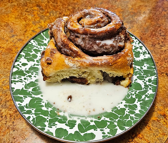 This isn't just a cinnamon roll – it's MeMa's Giant Cinnamon Roll, architectural marvel of the breakfast world and worthy of its own Instagram account.