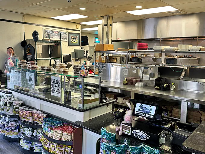 Where the magic happens—a glimpse behind the counter where ordinary ingredients transform into extraordinary sandwiches.