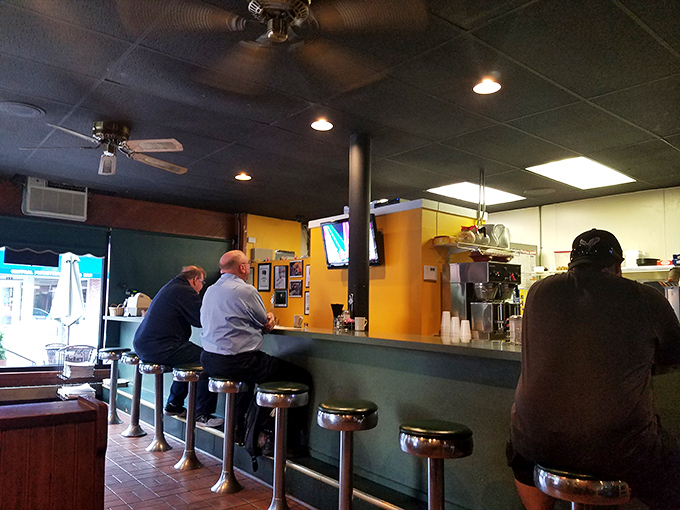 The counter at Roxy's—where regulars perch like birds on a wire, sharing news, weather reports, and the occasional profound life observation.