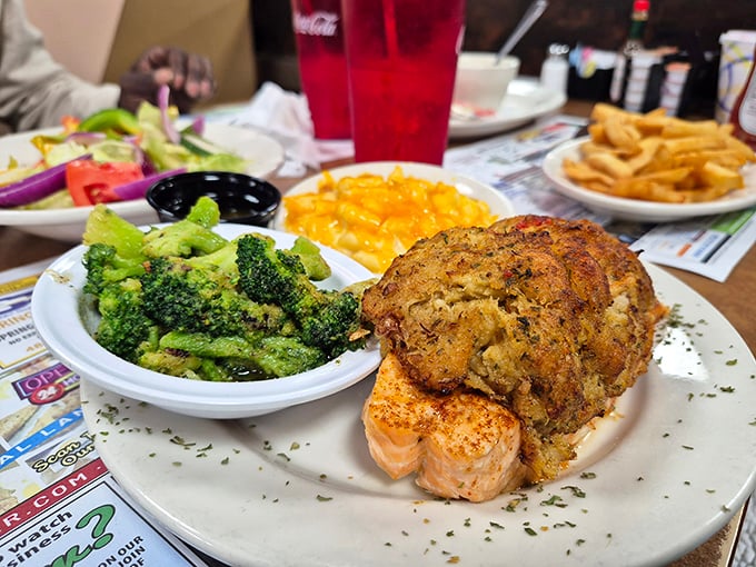 Seafood that proves diners can do fancy too. That crab cake isn't just good "for a diner" – it's good, period.