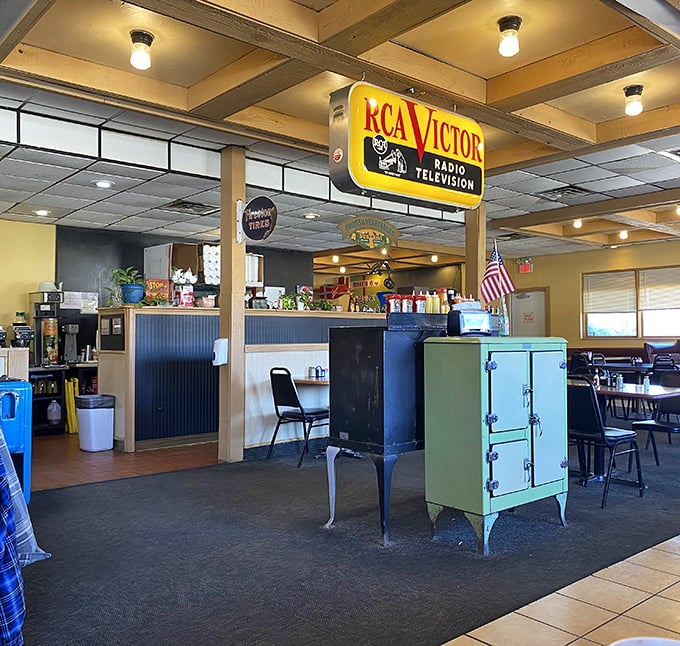 Authentic diner decor you can't buy at a vintage store because it was actually earned through years of service.