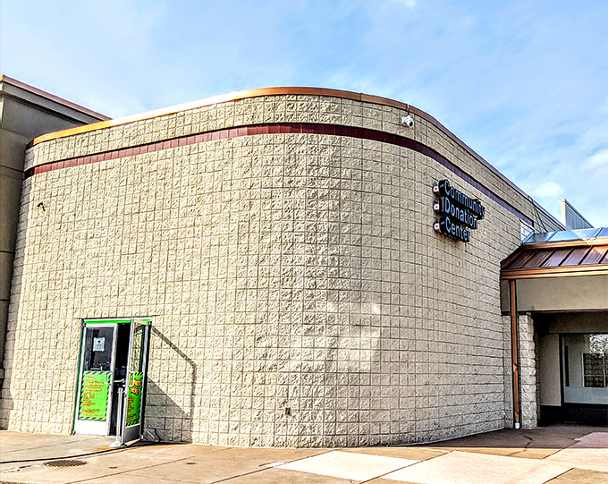The donation center: retail's circle of life in action. Today's drop-offs become tomorrow's discoveries in this beige building that's seen everything from wedding dresses to waffle makers. 