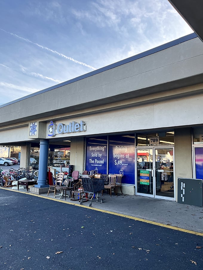 The Outlet Store entrance – where even the already-thrifty prices take another tumble. The final boss level of bargain hunting awaits within.