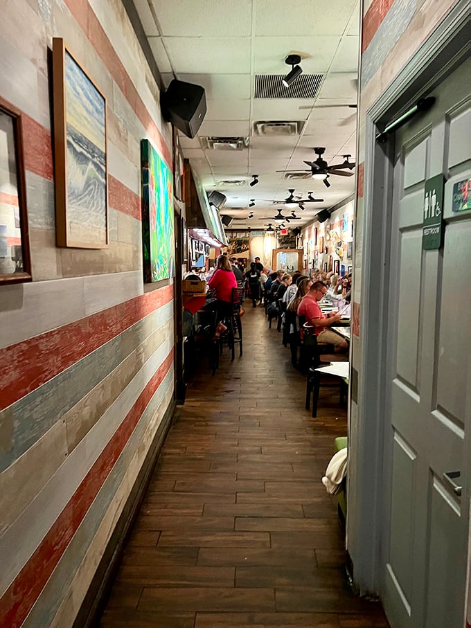 The hallway of anticipation—where the aromas of what's to come make the short wait feel like culinary foreplay.