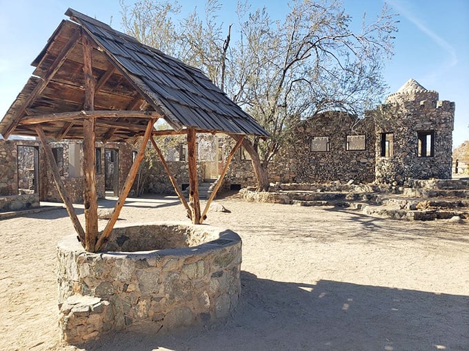 Desert architecture at its most authentic – stone structures built by the CCC boys still stand strong, a testament to Depression-era craftsmanship.