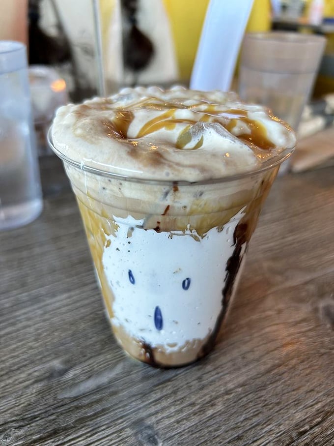 This iced caramel mocha doesn't just look like a dessert in disguise—it is one, layered with enough indulgence to make Monday feel like Saturday.