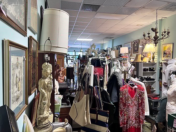 The ultimate mix-and-match collection! Vintage clothing, artwork, and decorative pieces create a kaleidoscope of eras that would make any decorator's heart race.