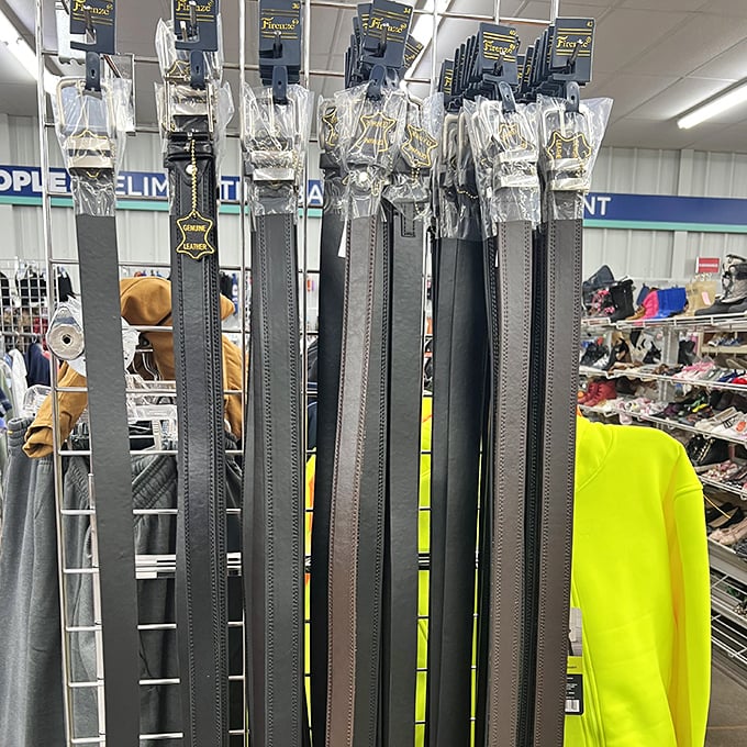 The belt brigade standing at attention. These leather warriors have held up countless pants and are ready to perform the same noble duty for you.