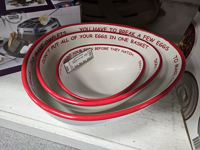Nesting bowls with life advice – "Don't put all your eggs in one basket" never looked so literal.