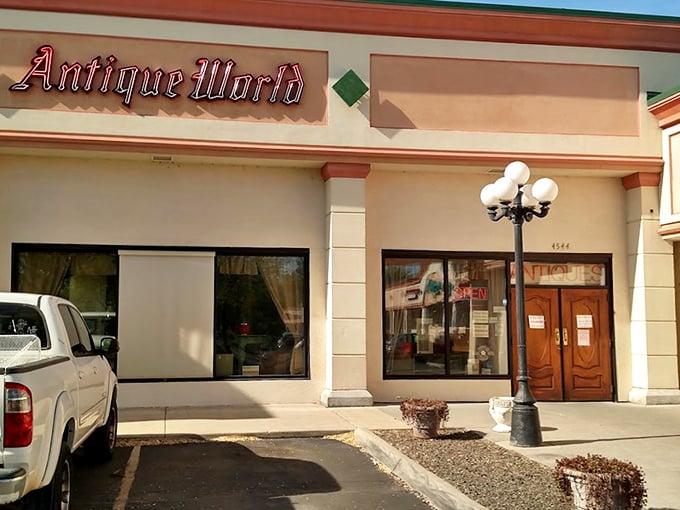 The entrance that countless Idahoans have passed through, emerging hours later with treasures and significantly lighter wallets. The adventure begins here.