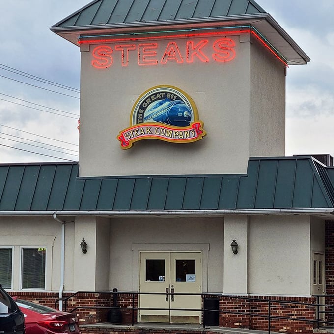 That neon sign doesn't just advertise—it promises. Like a lighthouse for hungry travelers, it guides you to a safe harbor of satisfying meals.