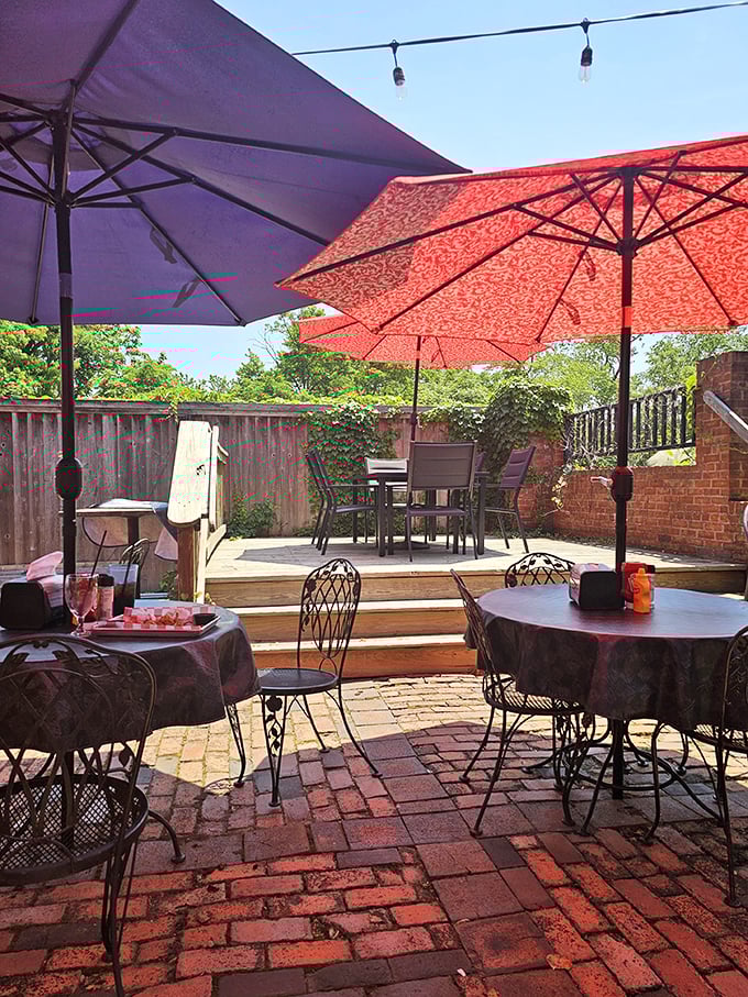 The brick patio offers al fresco dining under colorful umbrellas – because sometimes food this good deserves to be enjoyed with a side of sunshine.