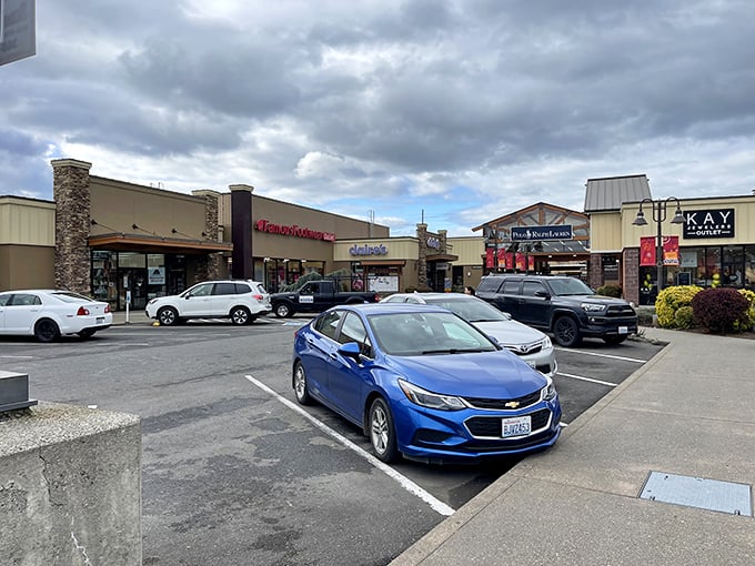 The parking lot—where the thrill of the hunt begins and ends, and where smart shoppers arrive early to claim prime spots.