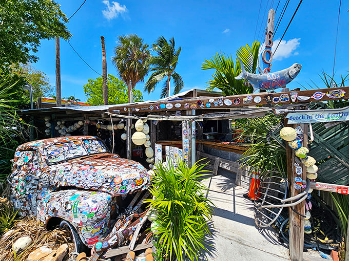 Even the outside seating area looks like it was assembled from shipwreck salvage – in the best possible way.