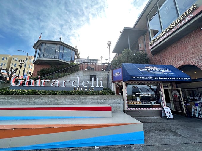 The colorful steps of Ghirardelli Square—a stairway to heaven if heaven were made of chocolate and located in San Francisco.
