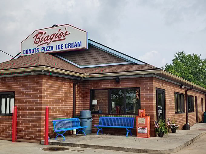 Those bright blue benches outside Biagio's invite you to sit a spell, maybe make a new friend, or just contemplate how something so simple can bring so much joy.
