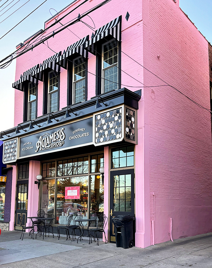 That pink exterior isn't just a building—it's a landmark. Aglamesis Bros stands as Cincinnati's monument to the proposition that some traditions deserve preservation.