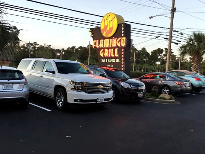 A packed parking lot tells you everything you need to know—locals and tourists alike agree that some dining experiences are worth the wait.