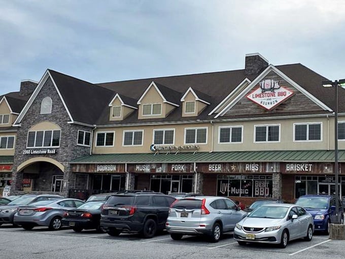 The parking lot isn't just full—it's evidence of a delicious conspiracy that's drawing BBQ pilgrims from across the tri-state area to this Wilmington treasure.