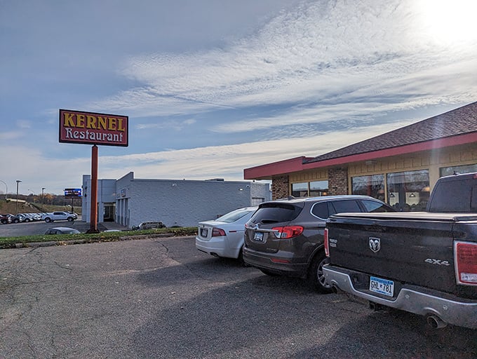 A full parking lot outside signals what locals already know—this humble spot serves something worth driving for today.
