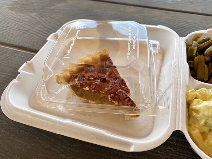 Pecan pie – the sweet finale to a smoky symphony. Because even after all that meat, there's always room for a slice of Texas tradition.